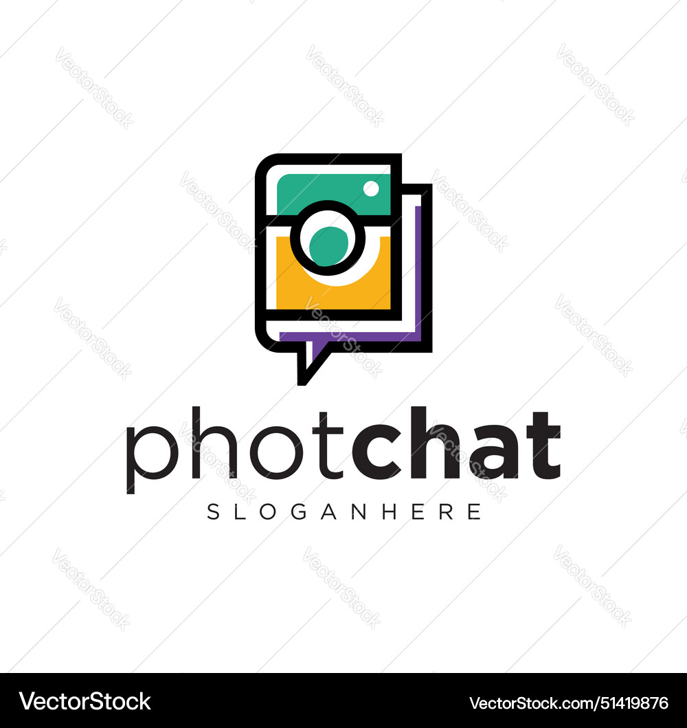 Camera photo chat logo template flat design Vector Image