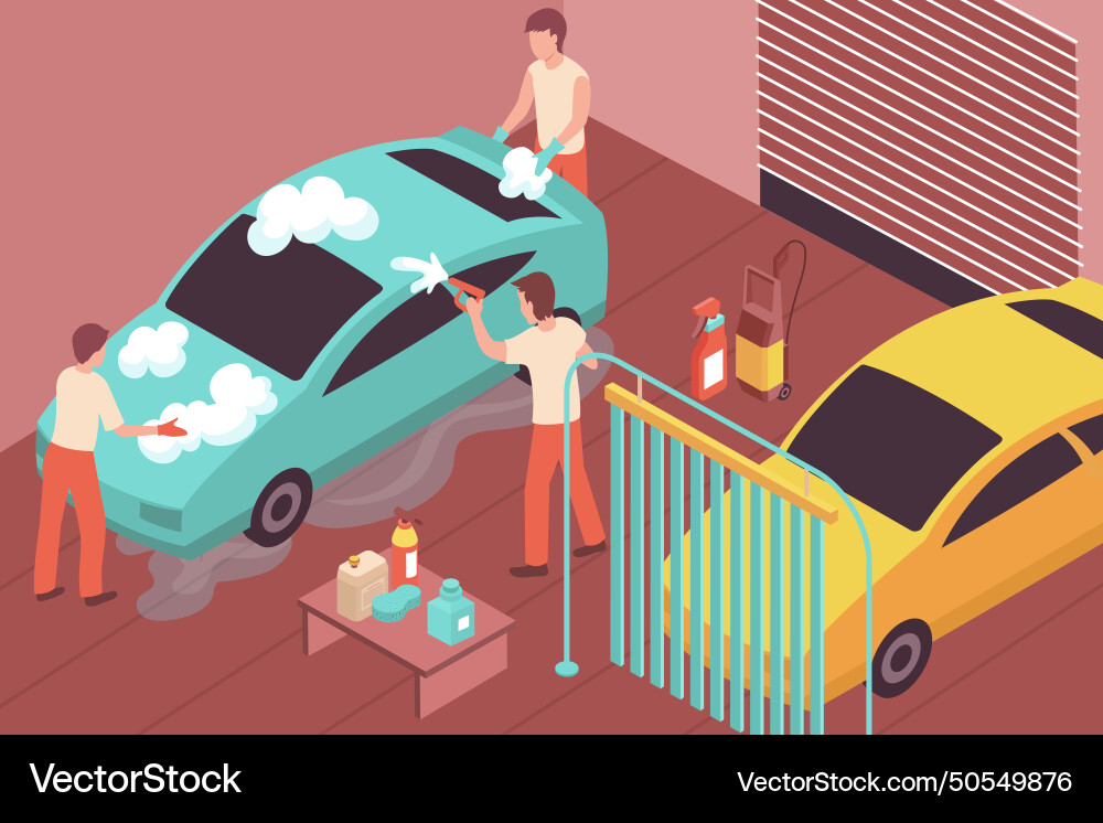Car wash isometric Royalty Free Vector Image - VectorStock