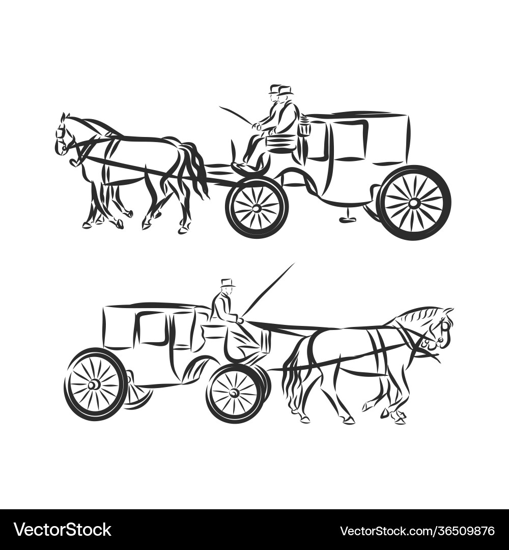 Carriage sketch Royalty Free Vector Image - VectorStock