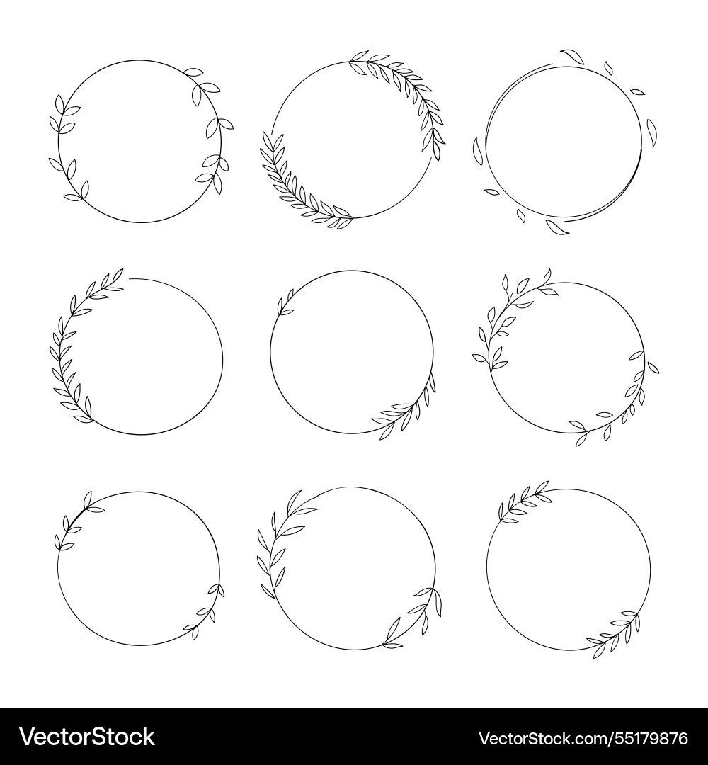 Collections of simple small botanical wreaths Vector Image