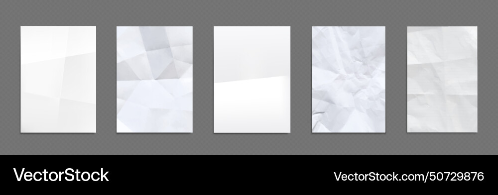 Crumpled and wrinkled white paper mockup Vector Image