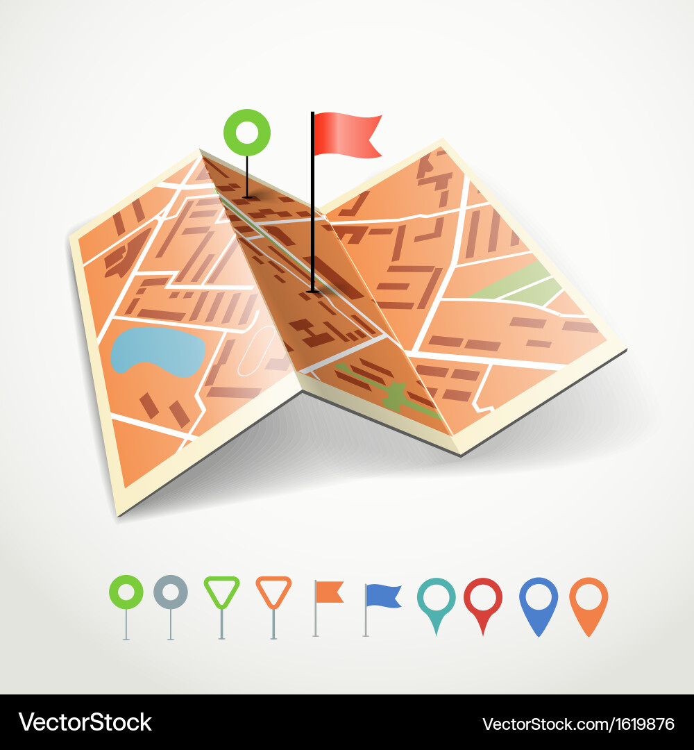 Folded abstract city map Royalty Free Vector Image