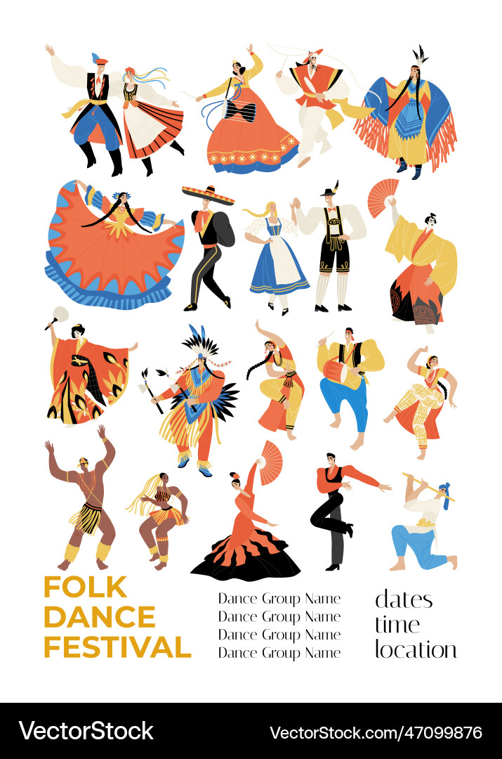 Folk dance festival poster Royalty Free Vector Image