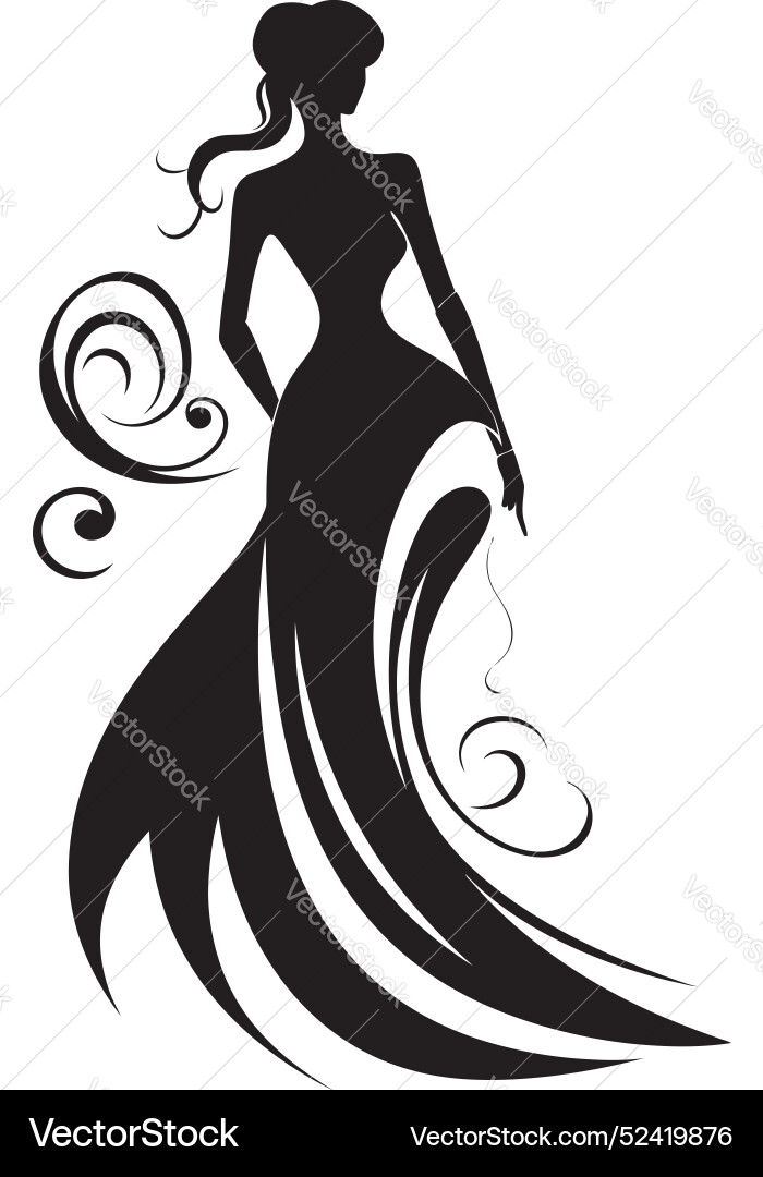 Glamorous drape dress emblem designers touch Vector Image