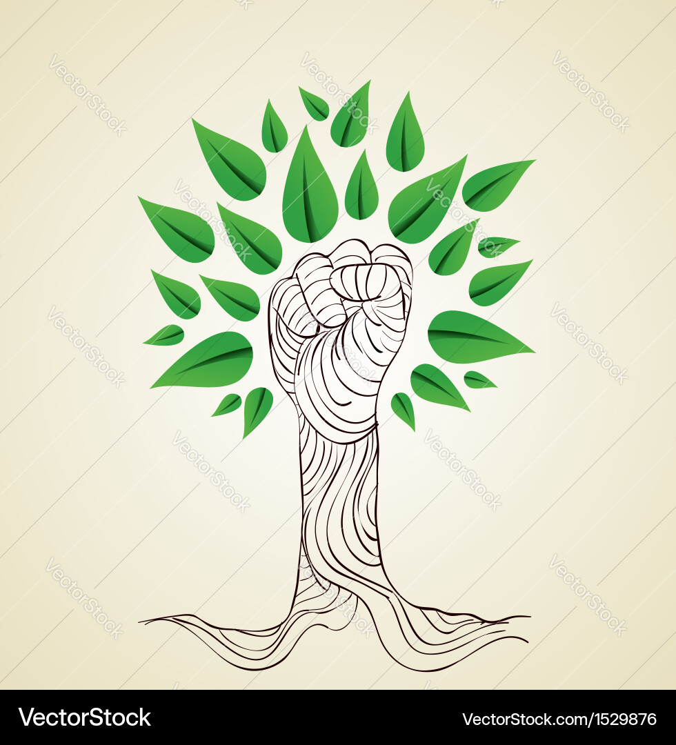 Go green hand concept tree Royalty Free Vector Image