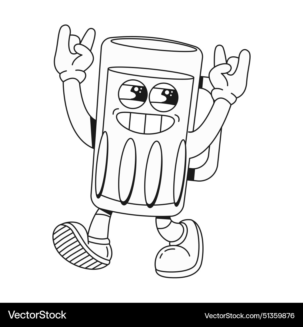 Happy beer glass retro character Royalty Free Vector Image