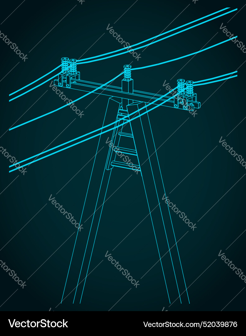 High voltage power lines with wires technical Vector Image