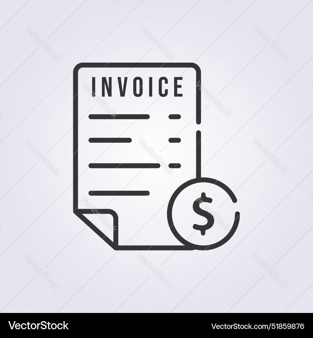 Line art invoice icon logo design Royalty Free Vector Image