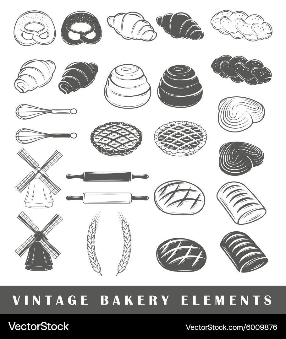 Retro bakery elements Royalty Free Vector Image