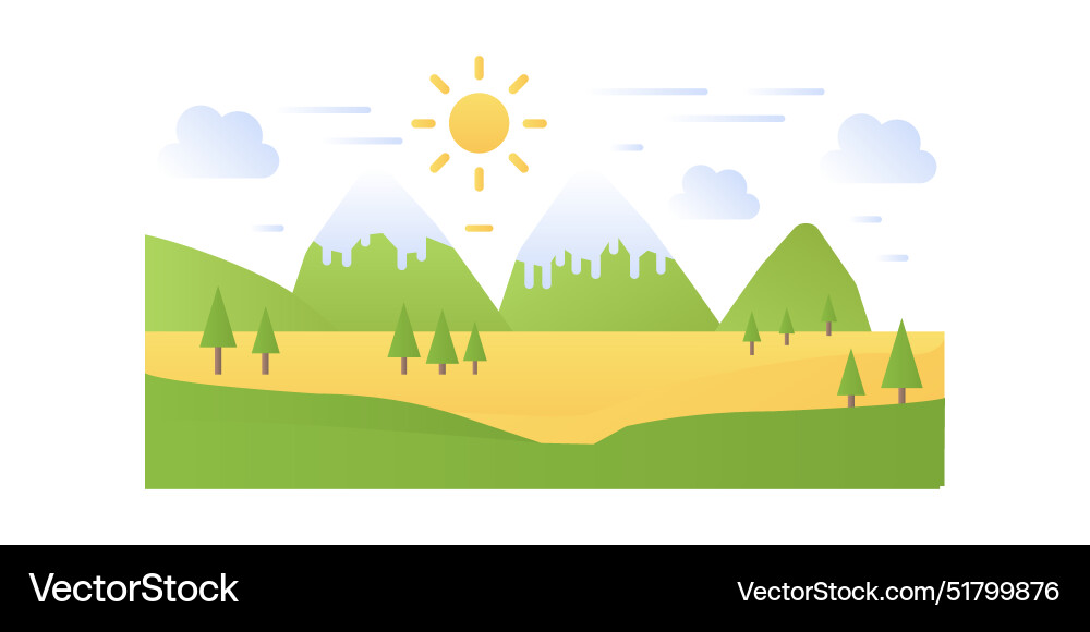 Simple mountain landscape plain and field Vector Image