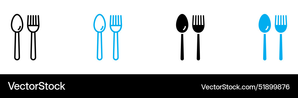 Spoon and fork icon set collection for web Vector Image