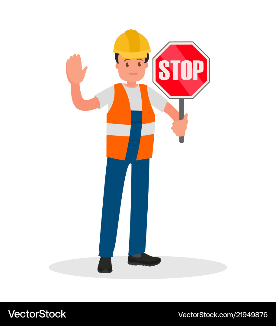 Traffic controller shows the road sign Royalty Free Vector