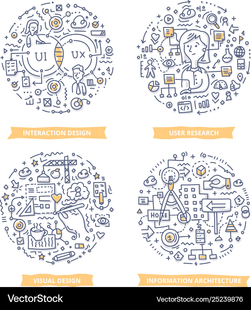 User experience doodle Royalty Free Vector Image