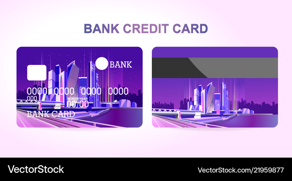 Bank card night city Royalty Free Vector Image