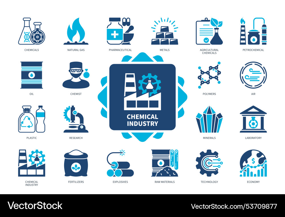 Chemical Industry Icon Set Royalty Free Vector Image