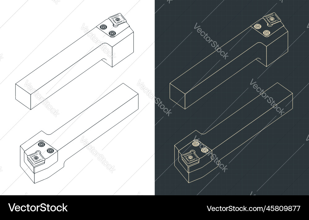 Cutting tool isometric blueprints Royalty Free Vector Image