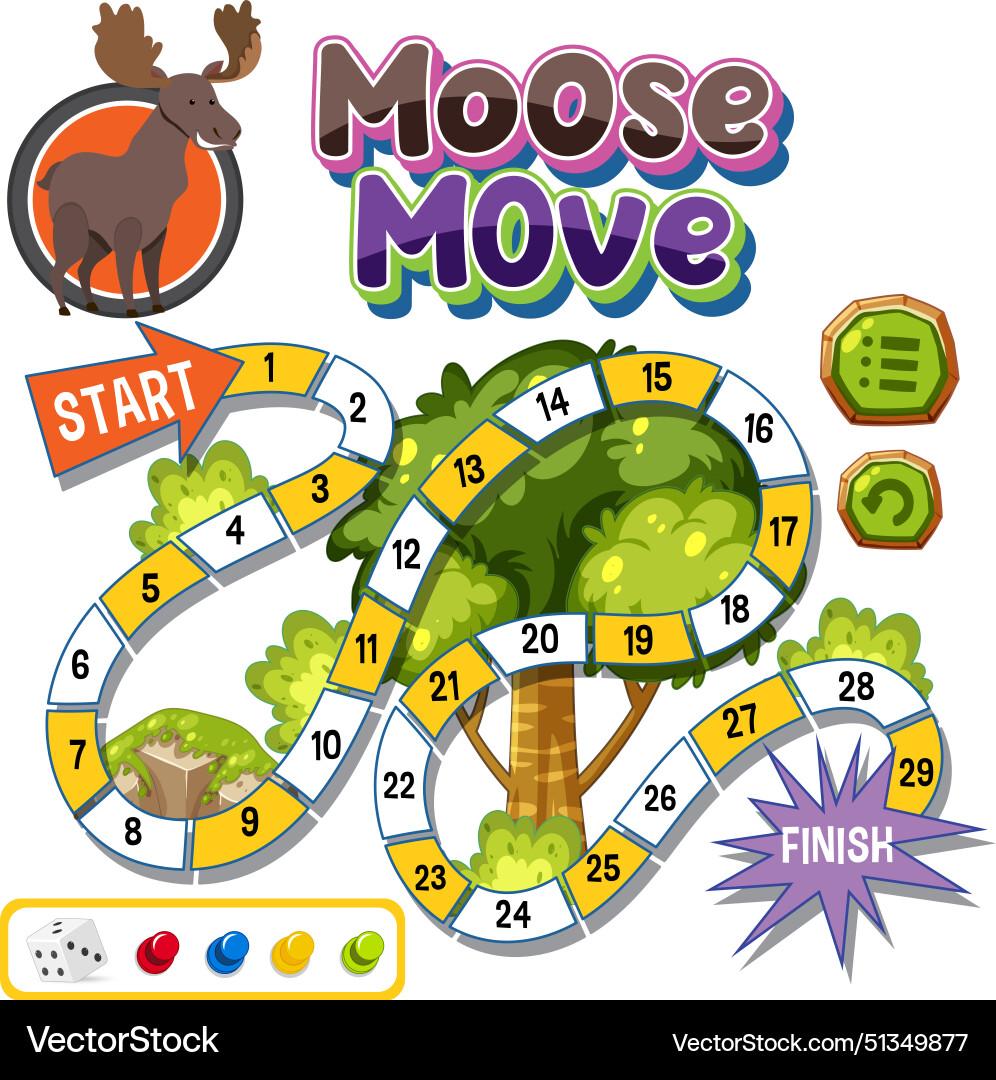 Fun and engaging moose-themed board game Vector Image