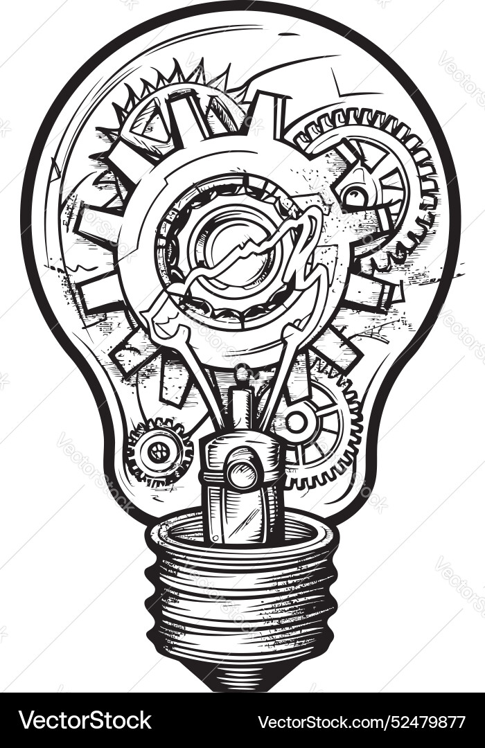 Gearwheel radiance steampunk bulb design retro Vector Image