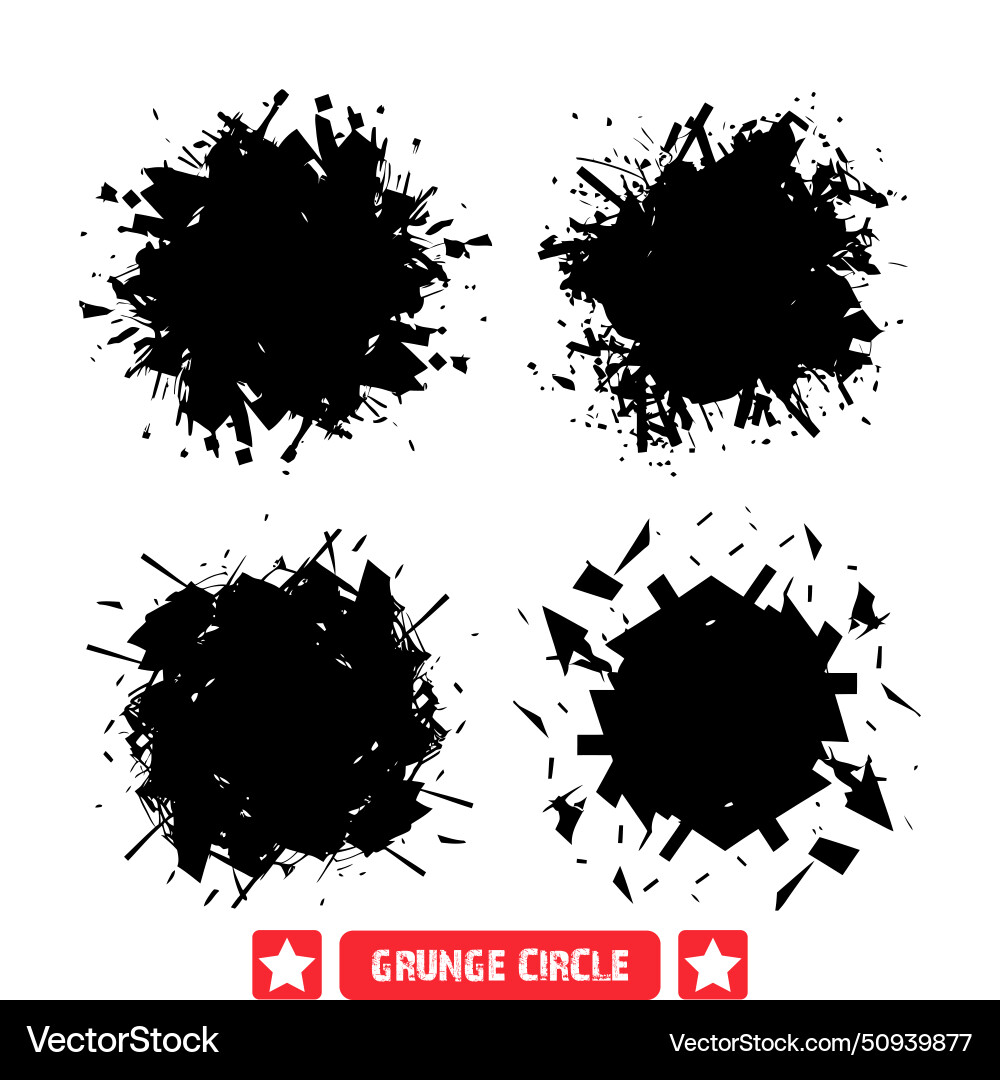 Grunge circle silhouette set rustic and worn Vector Image