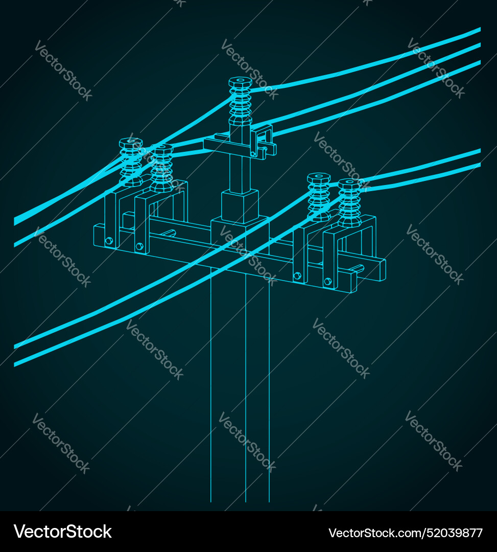 High voltage power lines with wires technical Vector Image