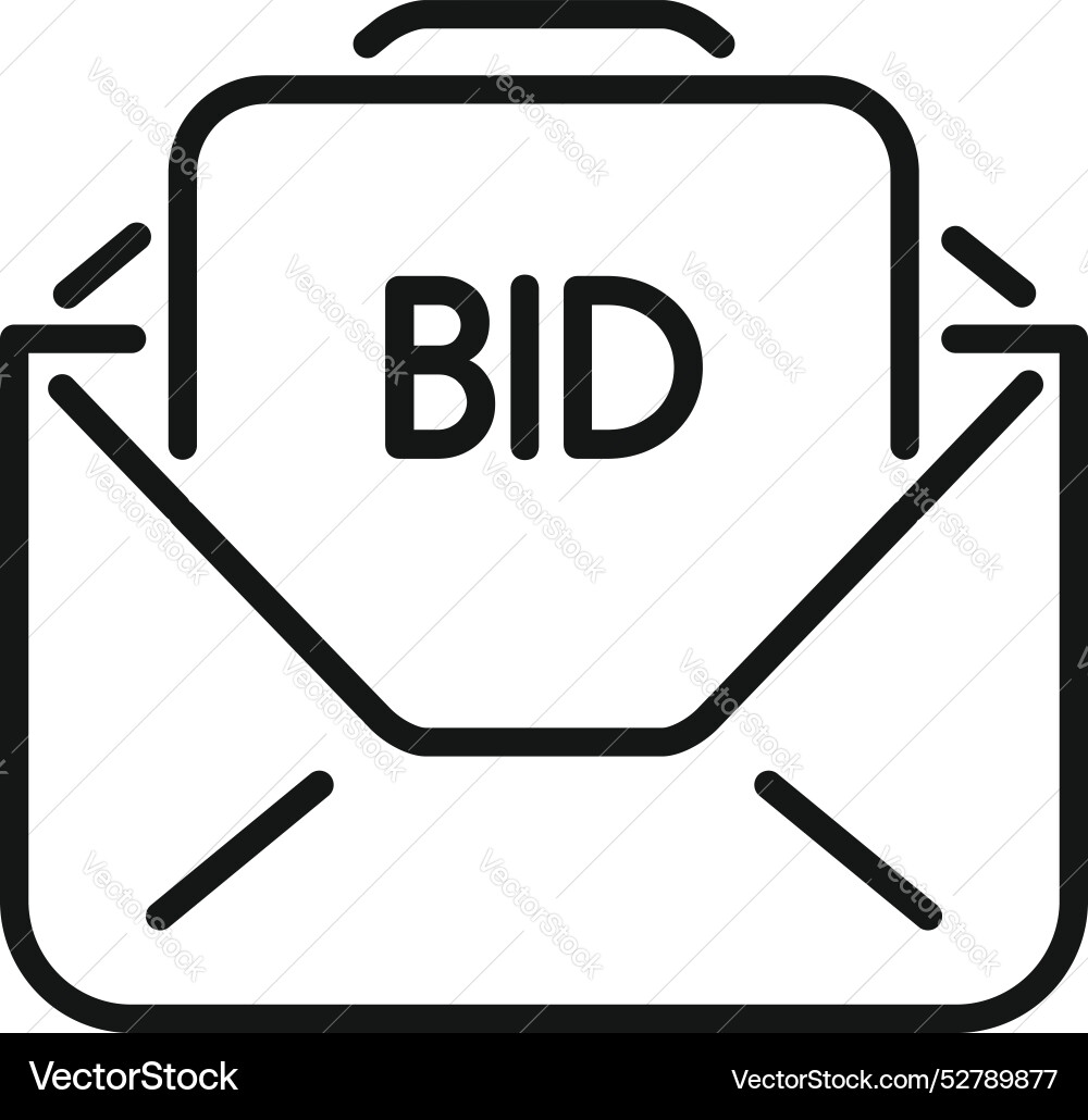 Open envelope with bid lettering offering contract