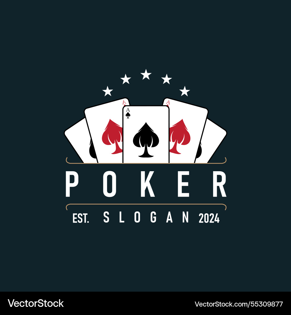 Poker card logo classic gambling game design Vector Image