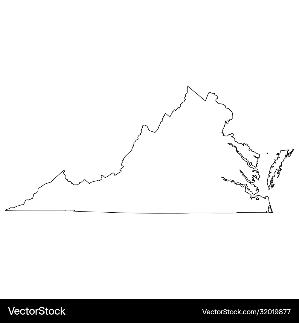Virginia va state border usa map outline Vector Image