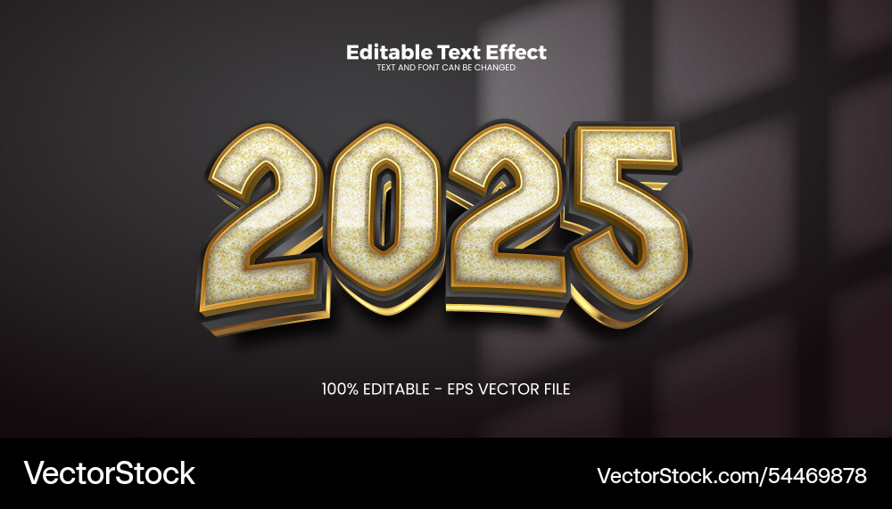 2025 new year editable text effect in modern Vector Image