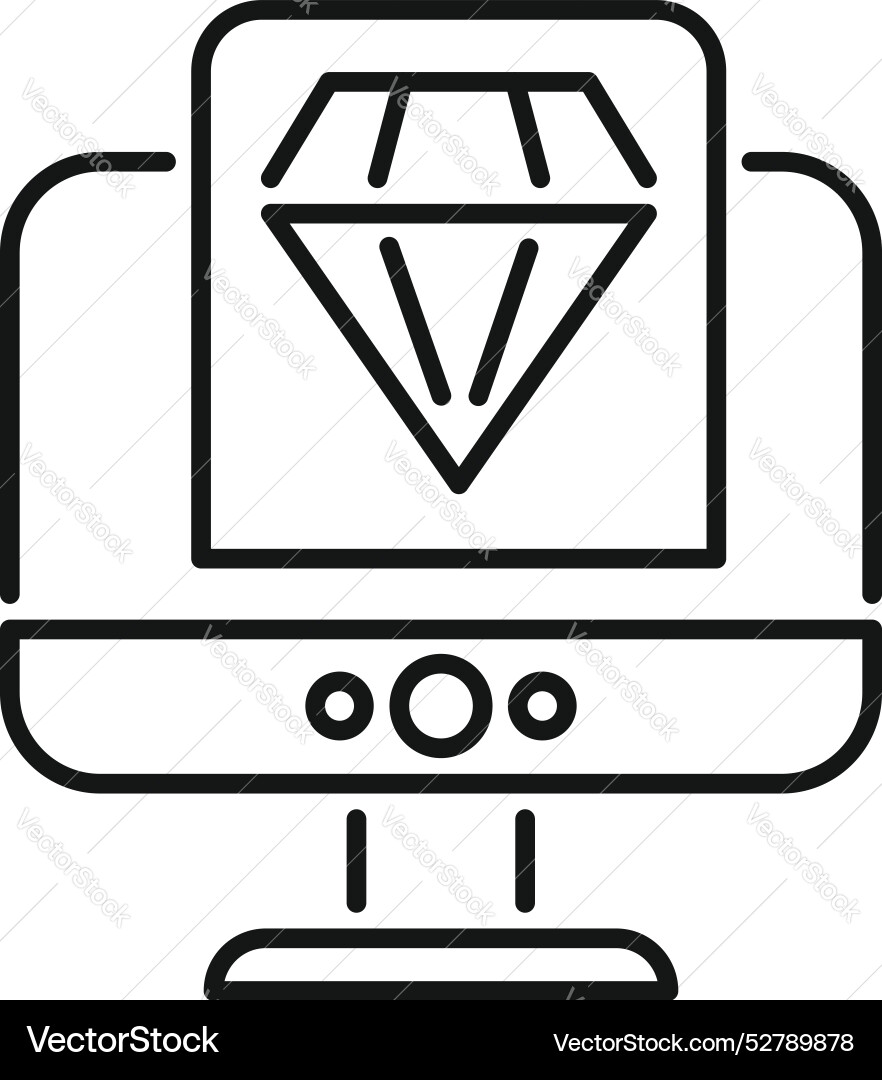Computer showing a big diamond concept of online Vector Image