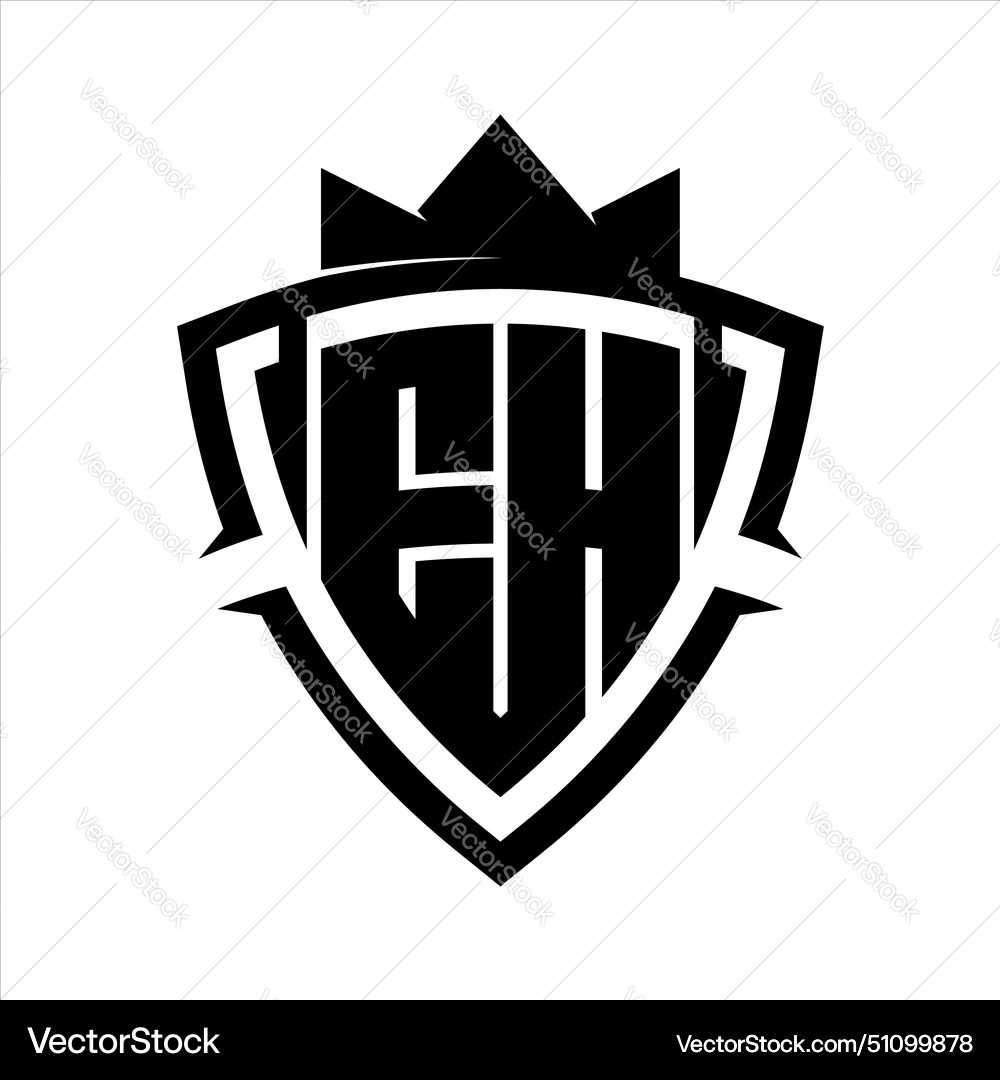 Eh letter bold monogram triangle curve shield Vector Image