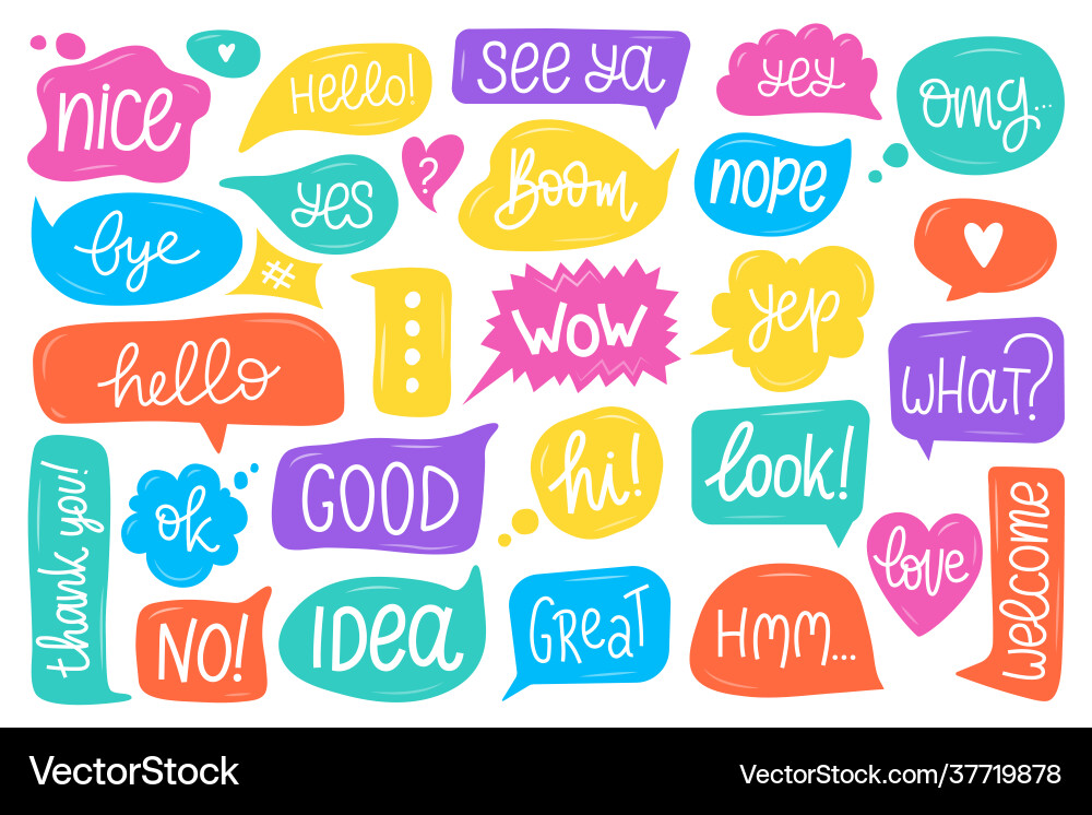 Hand drawn speech bubbles doodle dialogue bubble Vector Image