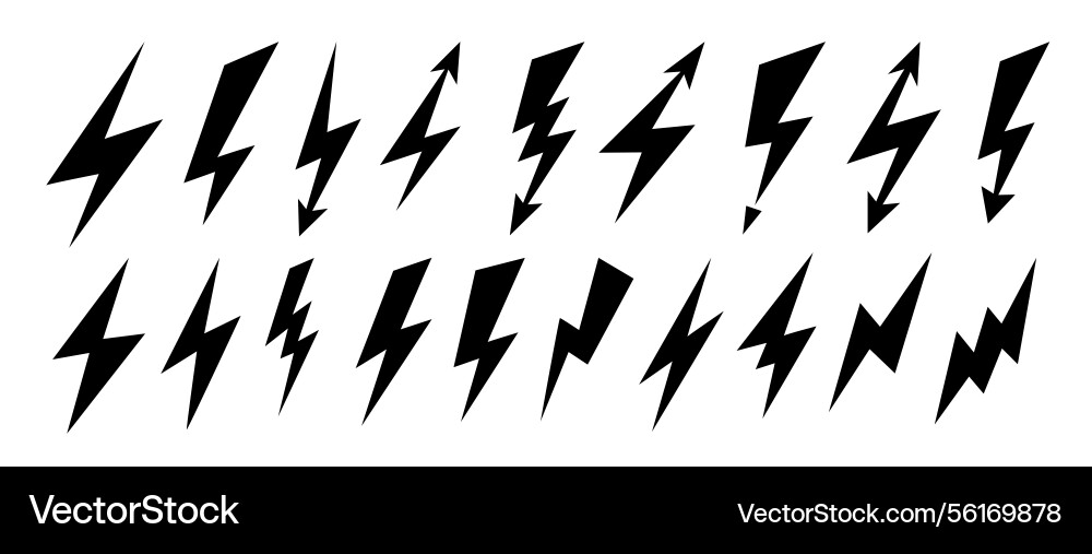 Lightning comic icons set volt elements in pop Vector Image