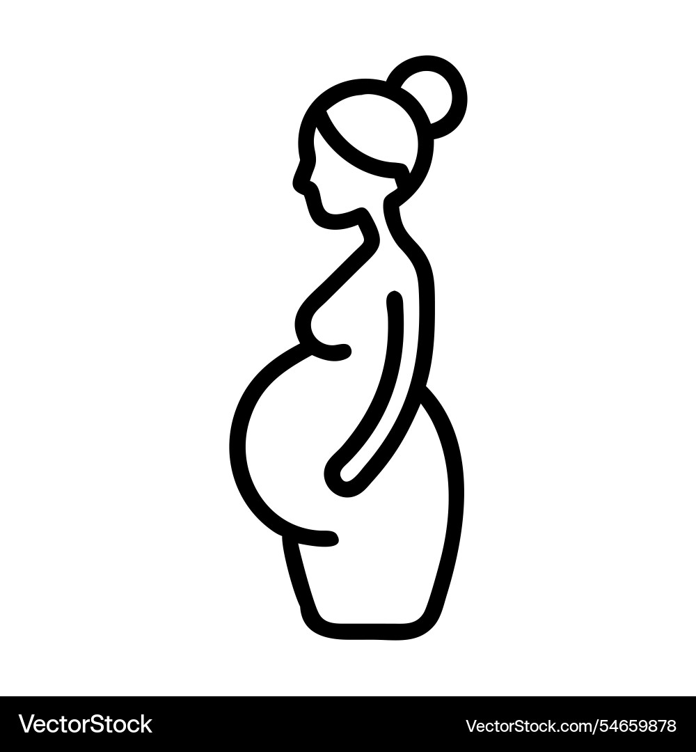 Pregnancy line art outline drawing design Vector Image