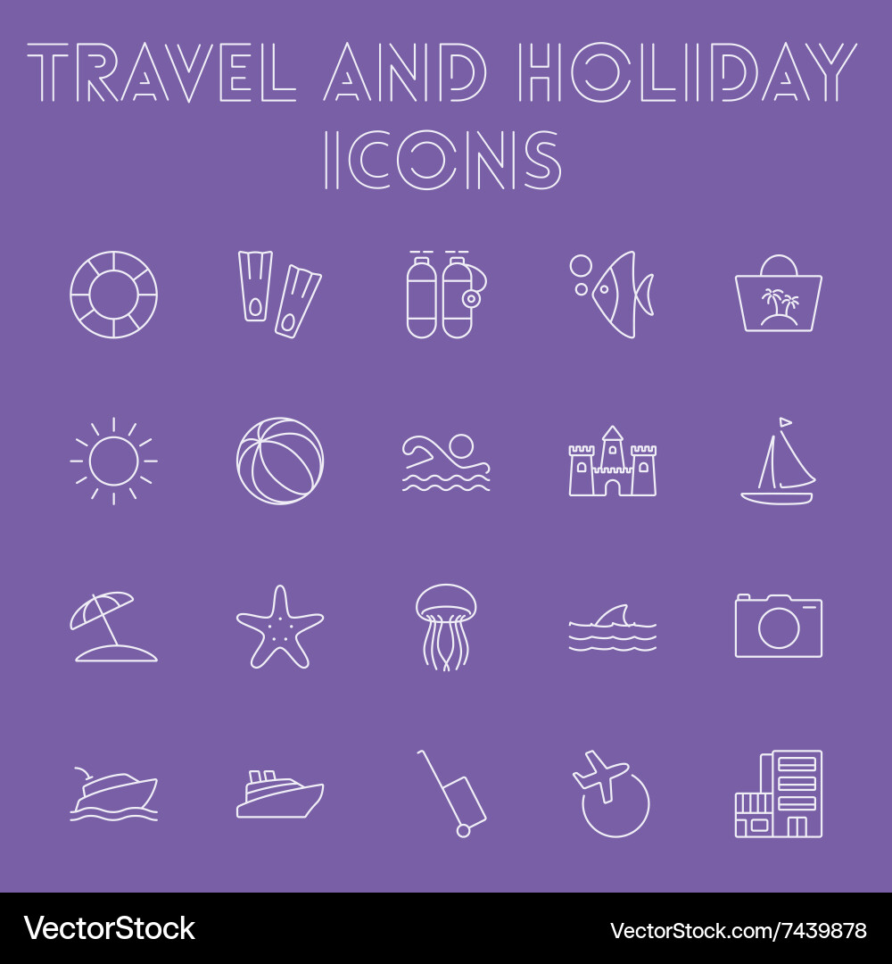 Travel and holiday icon set Royalty Free Vector Image