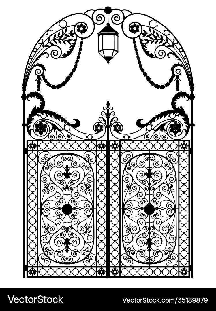 Arched wrought iron gate Royalty Free Vector Image