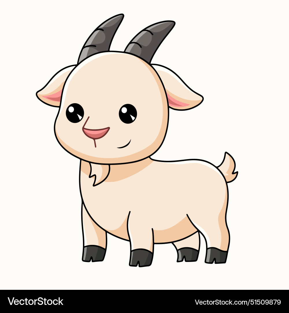 Cartoon cute little goat Royalty Free Vector Image