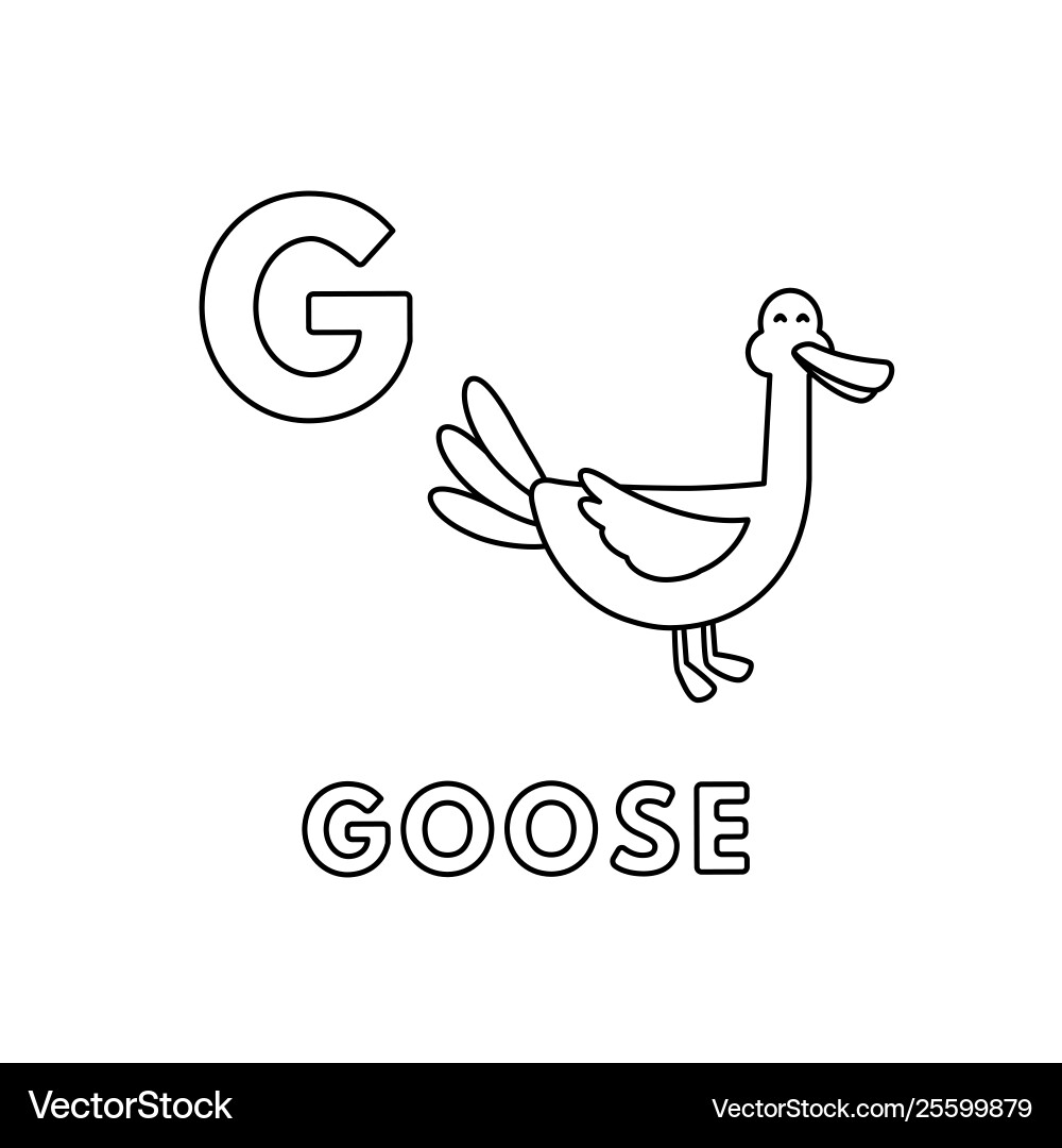 Cute cartoon animals alphabet goose Royalty Free Vector