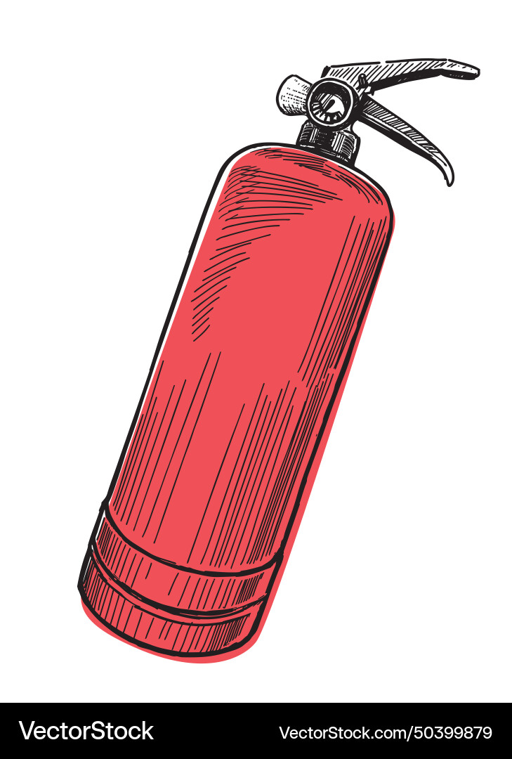 Hand drawing of single modern fire extinguisher Vector Image