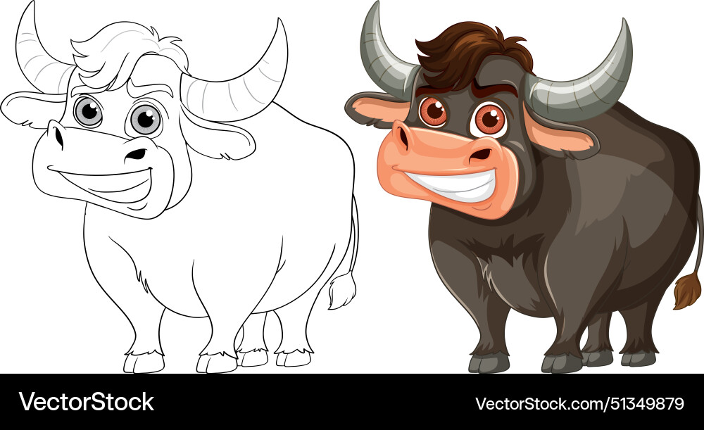 Happy buffalo with a big smile Royalty Free Vector Image