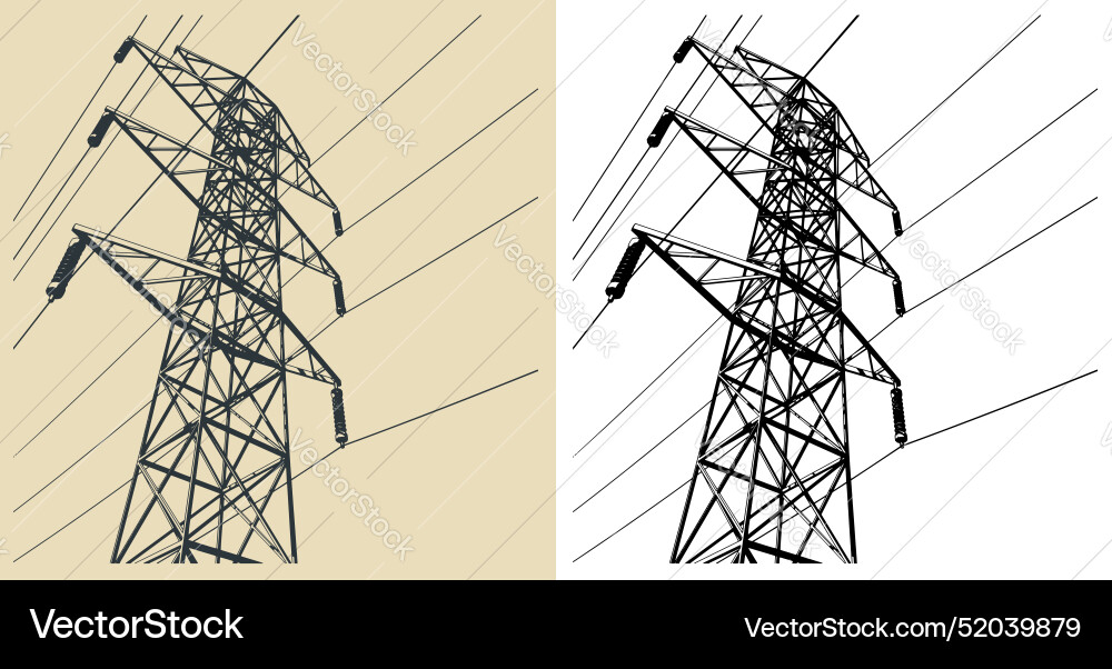 High voltage power pole Royalty Free Vector Image