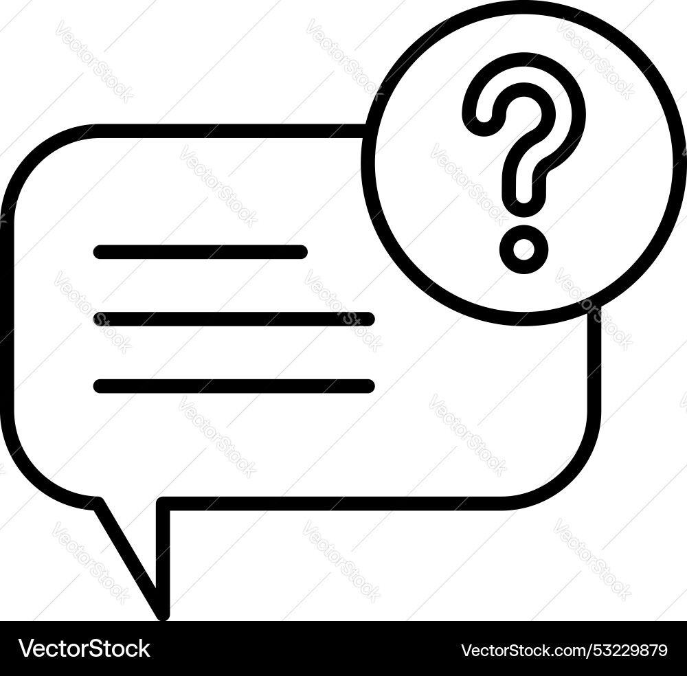 Icon line bubble and text chat with question Vector Image