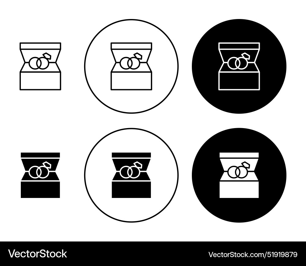 Ring box icon collection of outline thin line Vector Image