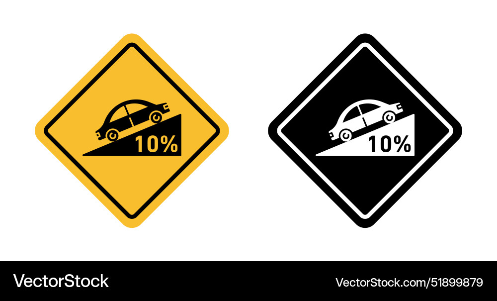 Steep slope ahead sign warning about Royalty Free Vector
