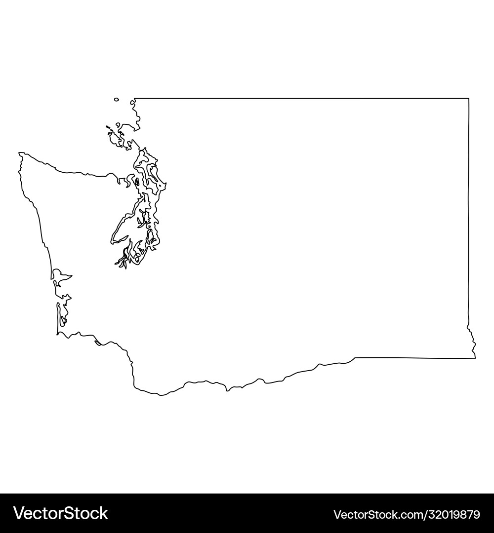 Washington wa state border usa map outline Vector Image
