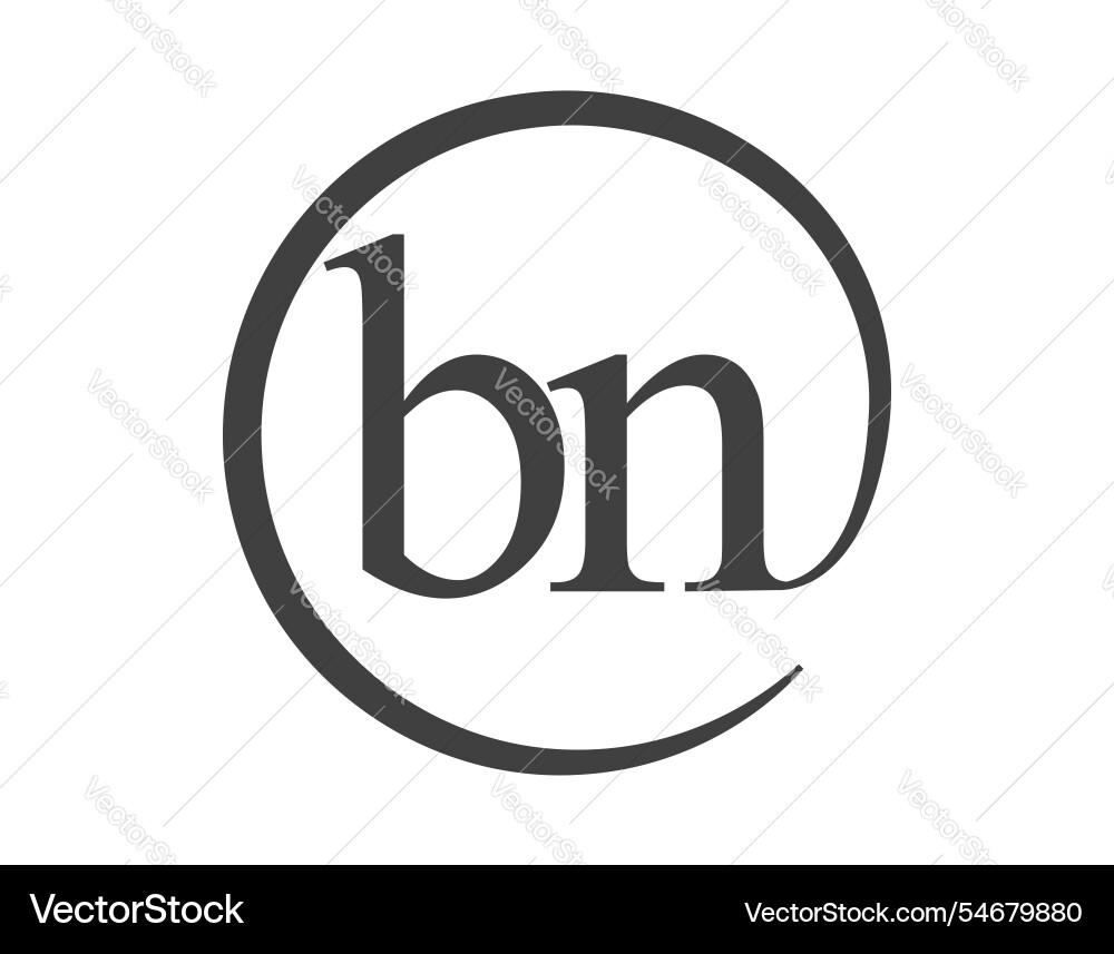 Bn Logo aus zwei Buchstaben mit Kreisform E-Mail Vektorbild