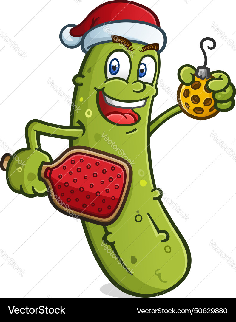 Christmas pickleball cartoon with decorations Vector Image