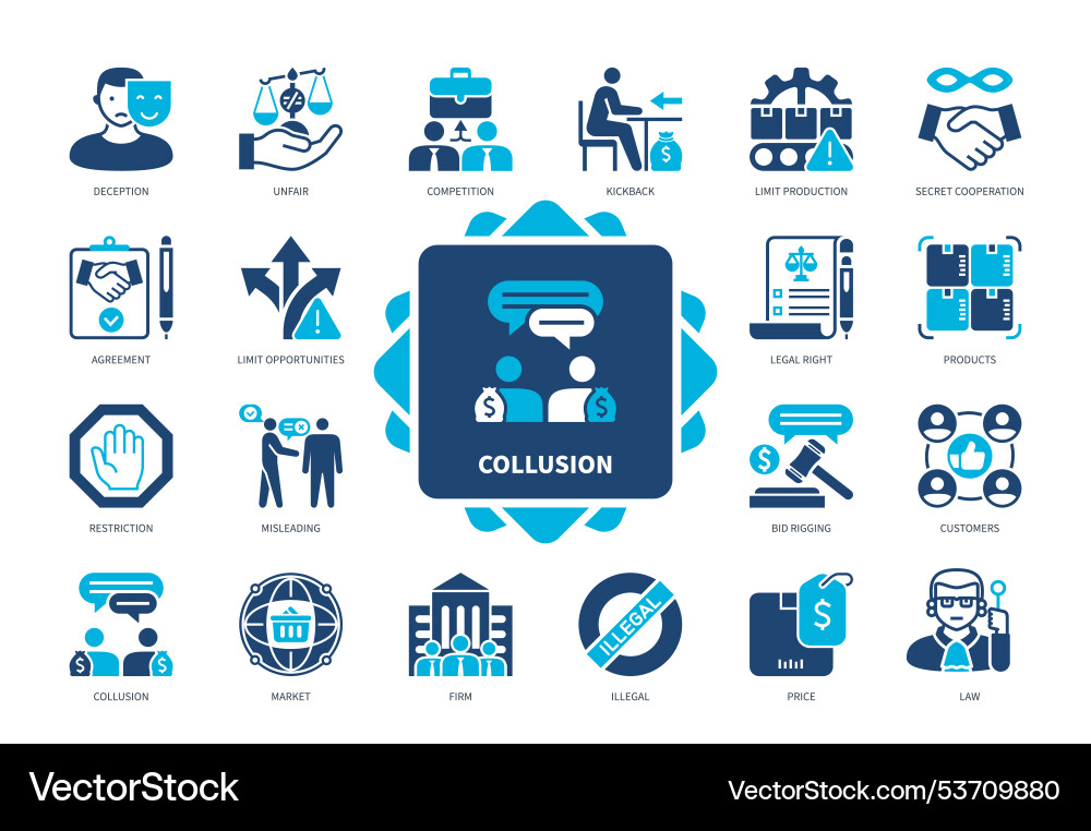 Collusion solid icon set Royalty Free Vector Image