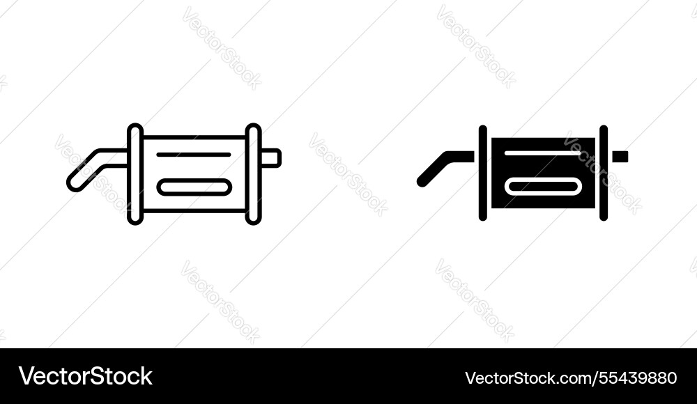 Exhaust pipe icons stroke line and black solid Vector Image