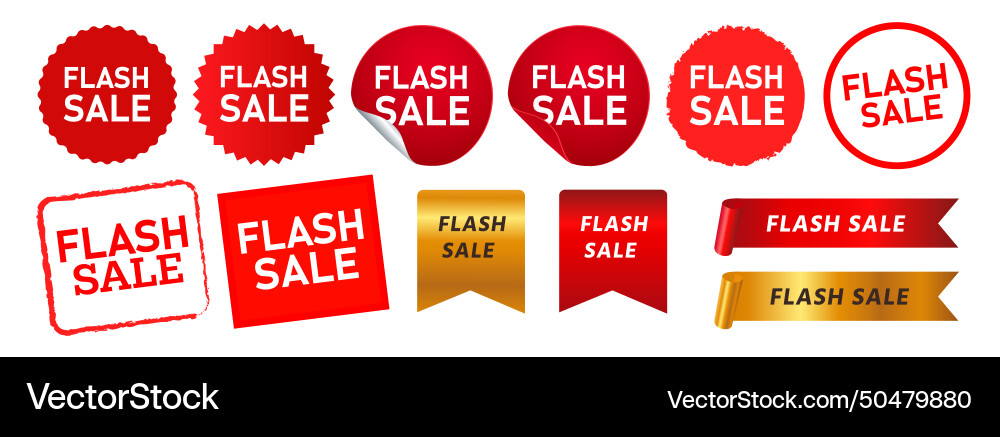 Flash sale circle and square stamp label sticker Vector Image