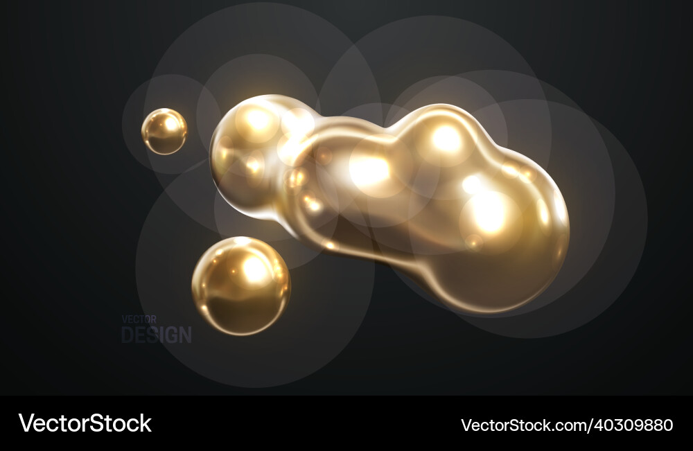 Golden metaball shape morphing metallic blob Vector Image
